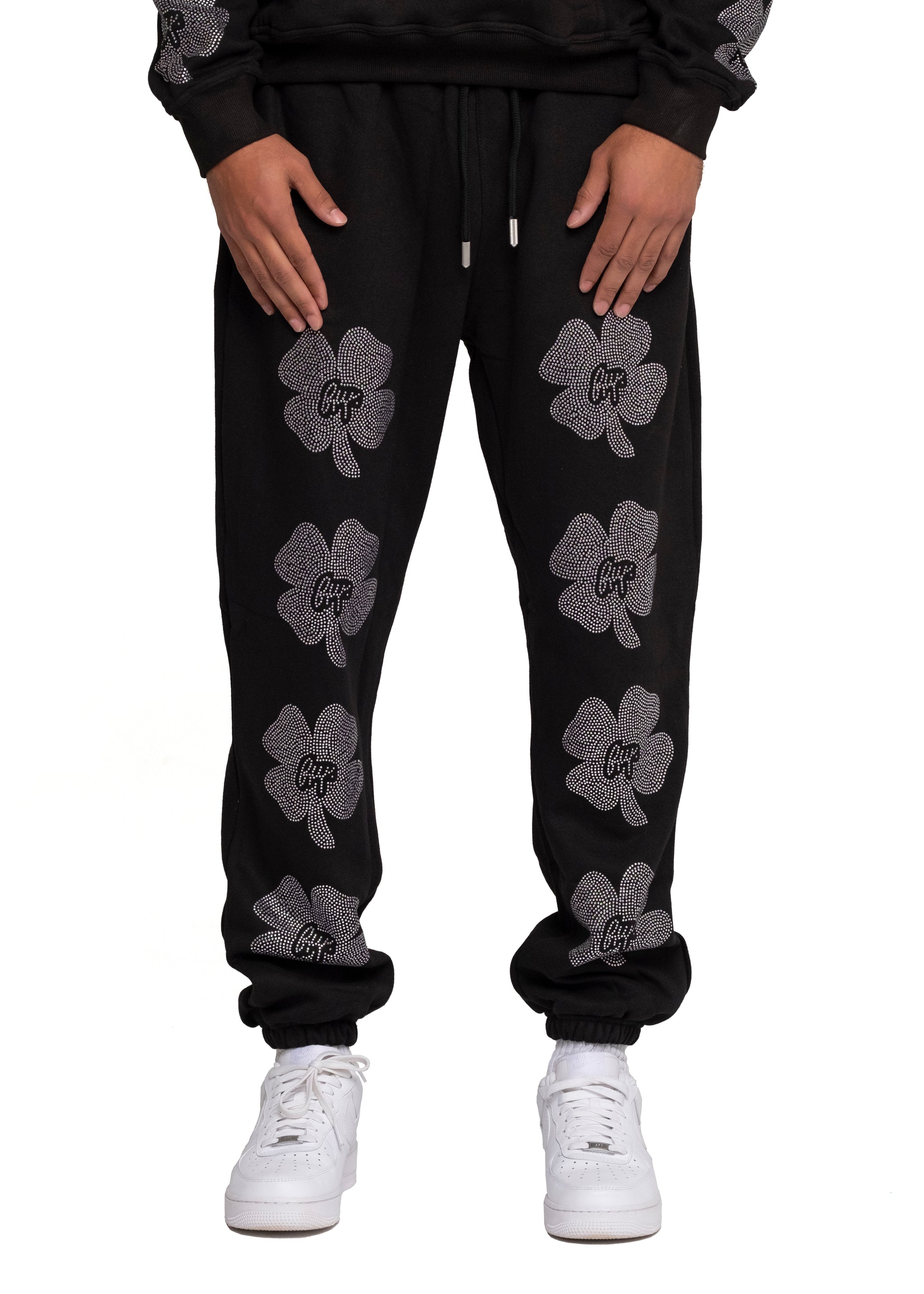 Clover Rhinestone Sweatpants | Filthy Wealth Clothing