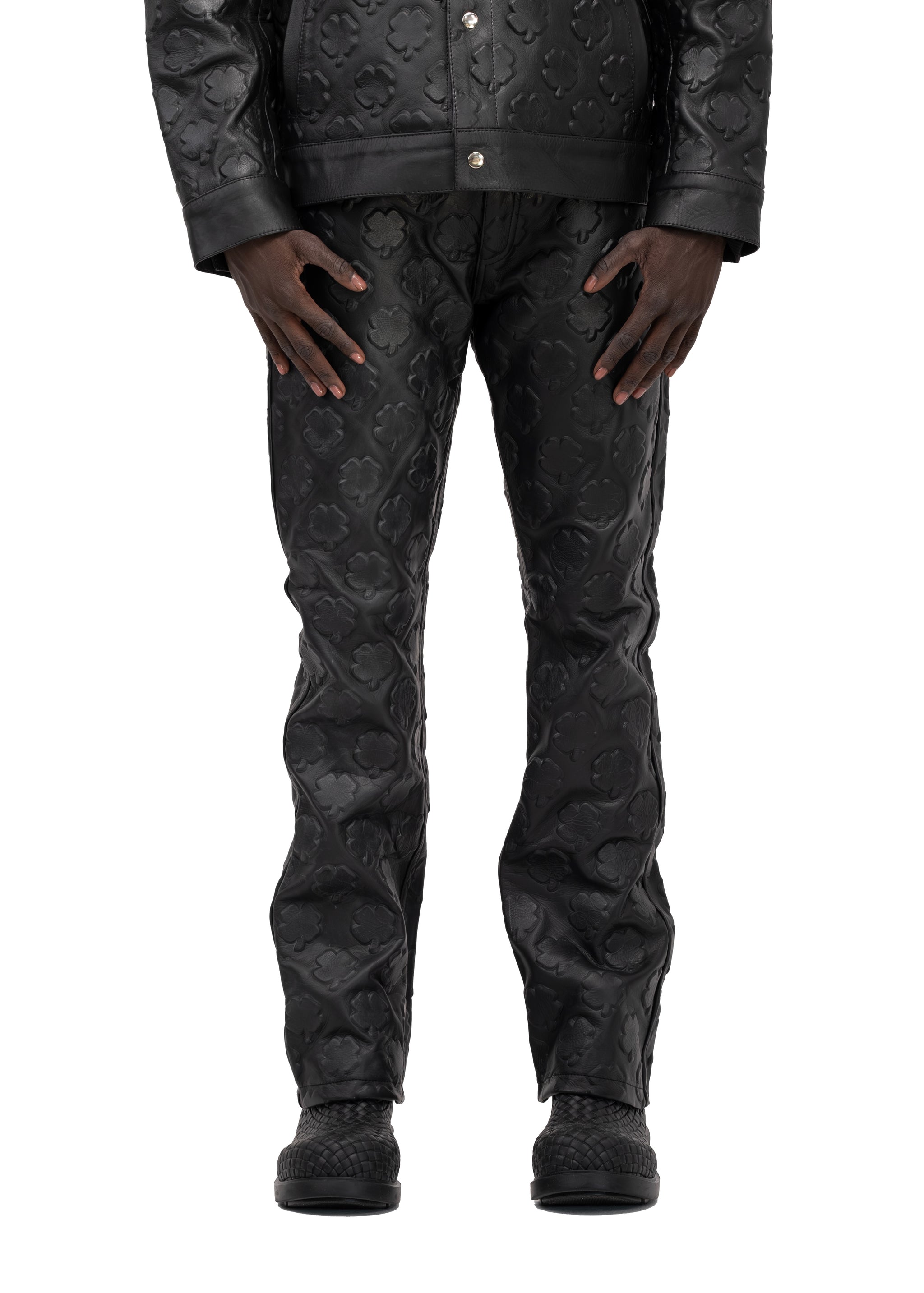 Clover Embossed Flared Pants | Filthy Wealth Clothing