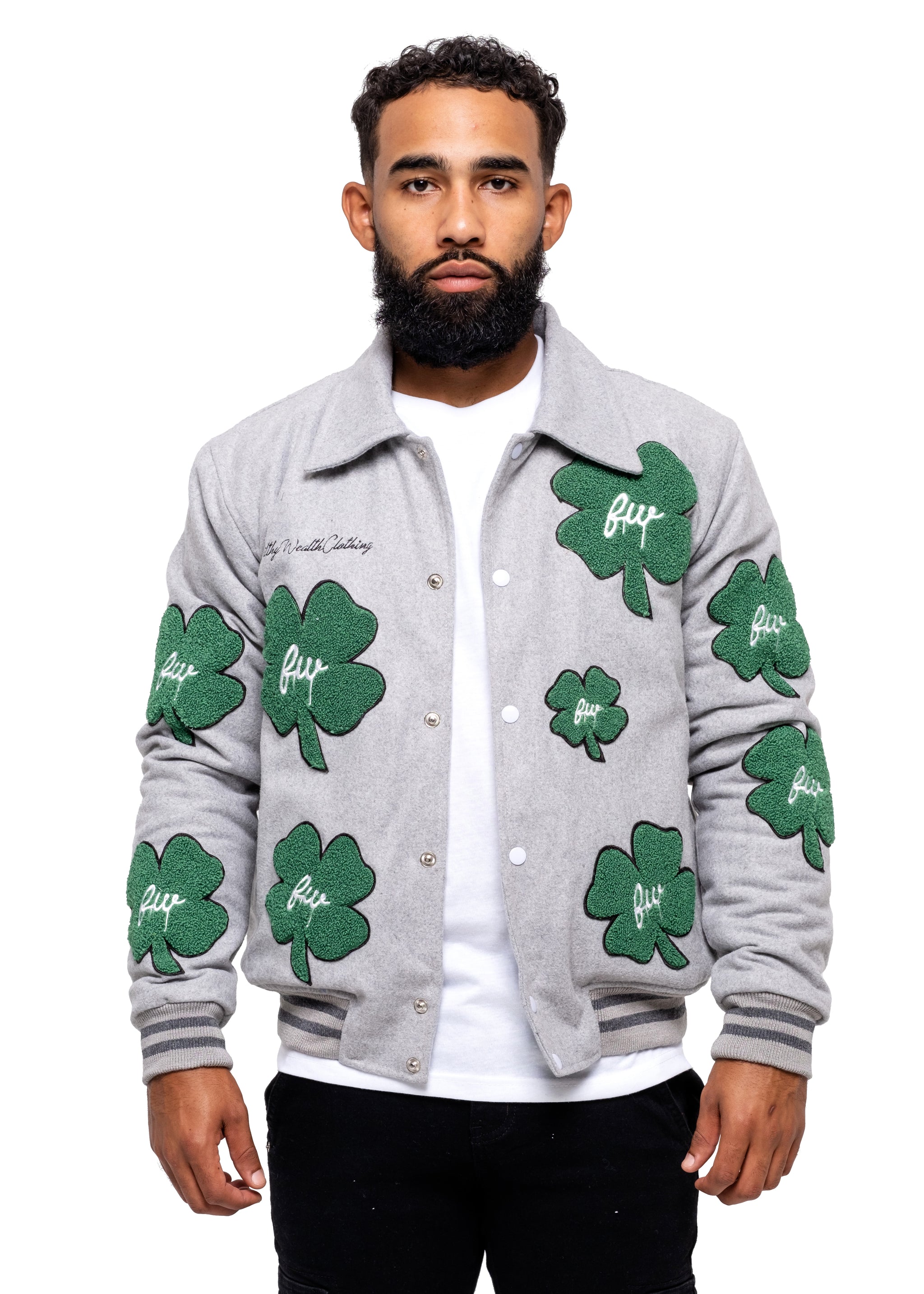 Clover Patch Wool Varsity Jacket | Filthy Wealth Clothing